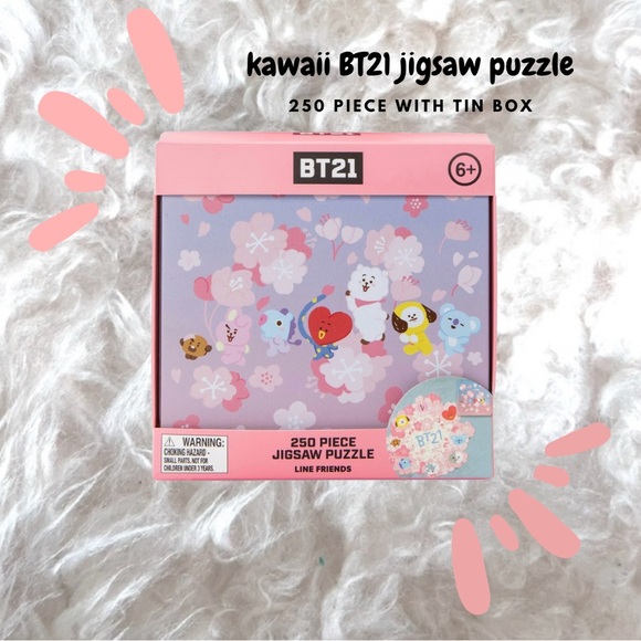 line friends | Games | Bt2 Kawaii Pink Tin Box Bt21 Kawaii Jigsaw ...
